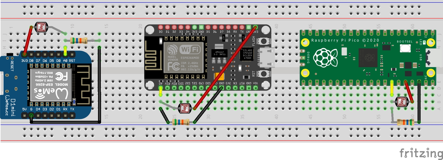 Is it dark yet ? – Measuring brightness with LDR on Pi Pico (W) and ESP8266 (D1 Mini & NodeMCU ...